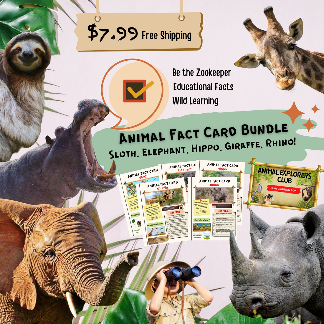 Animal Fact Card Bundle #1 – Animal Explorers Club