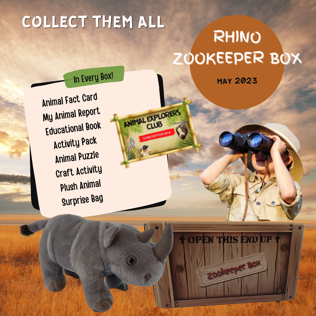 Rhino Zookeeper Box – Animal Explorers Club