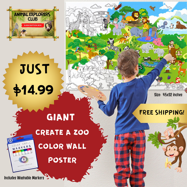 Giant Create a Zoo Color Wall Poster – Animal Explorers Club